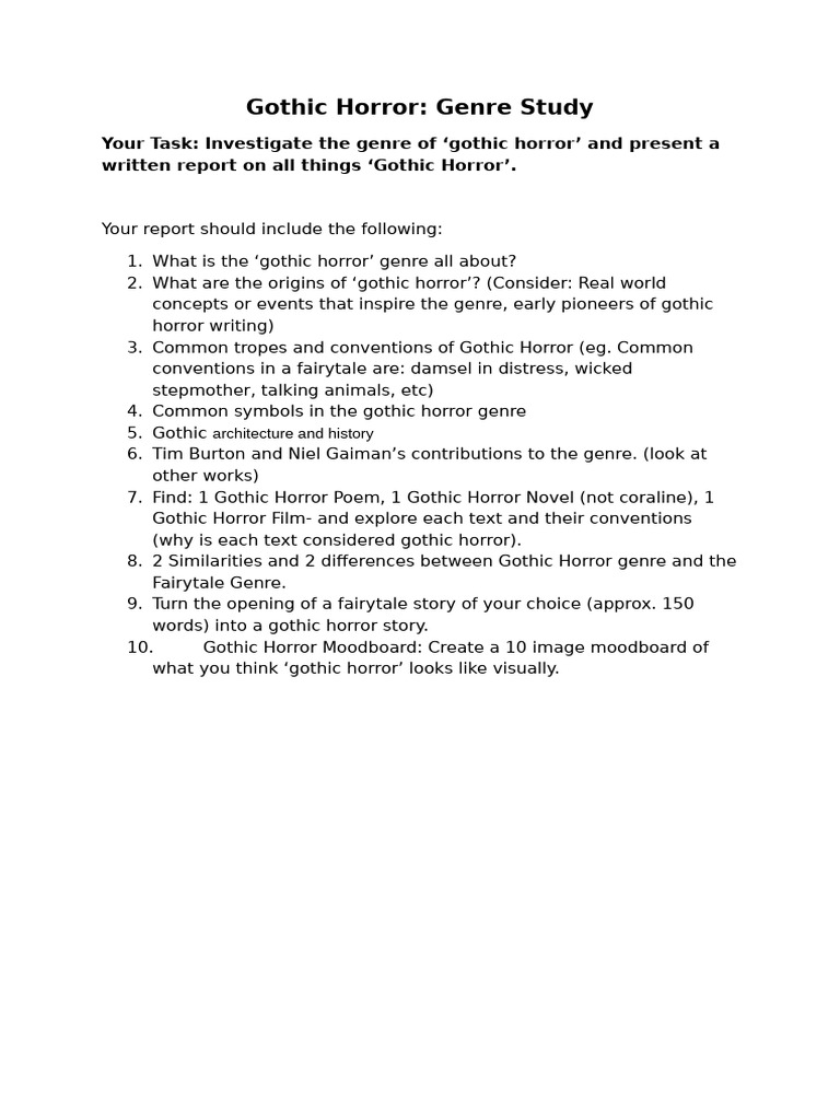 Gothic Horror Genre Study (2) | PDF