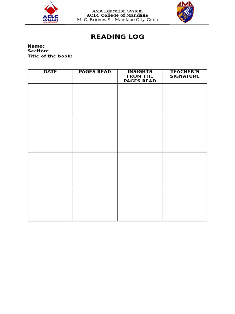 Reading Log | PDF