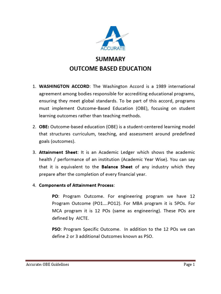 OBE SUMMARY | PDF | Learning