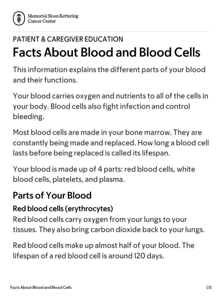 Facts About Blood and Blood Cells | PDF | White Blood Cell | Blood