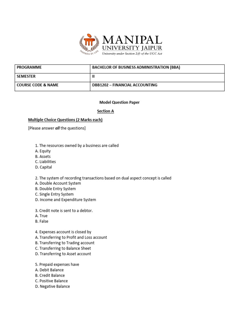 Sample Paper Financial Accounting | PDF | Debits And Credits | Economies
