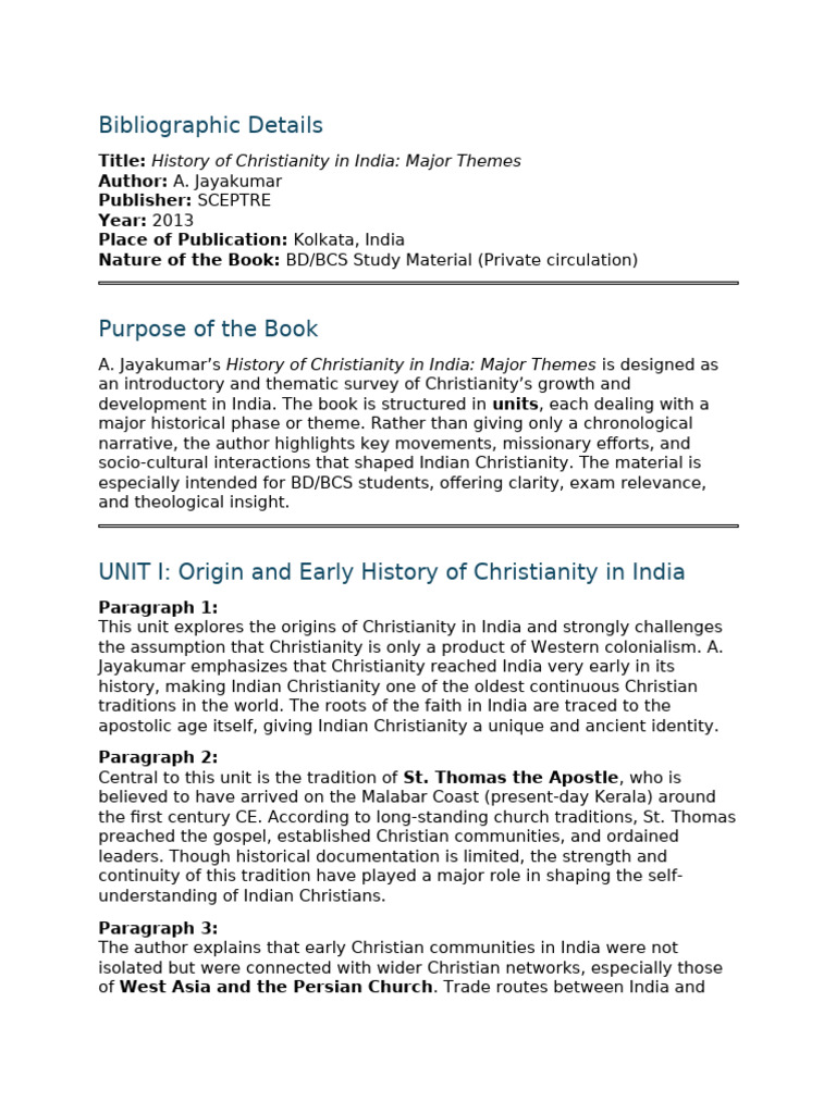 Reading Report - History of Christianity in India - Major Themes | PDF ...