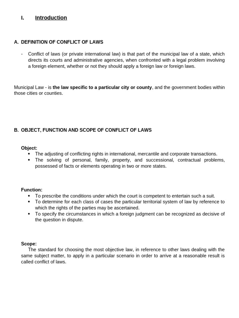 Intoduction Topics - Conflict of Laws | PDF | Choice Of Law | Jurisdiction