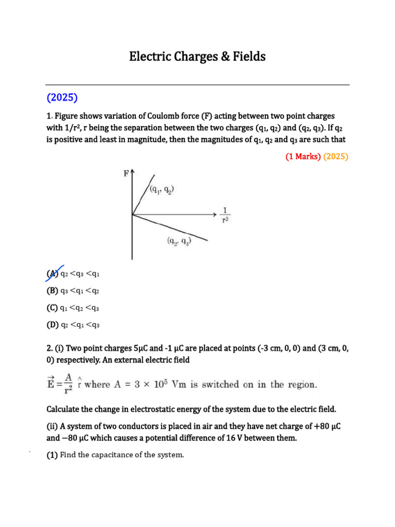 Electric Fields and Charges | PDF