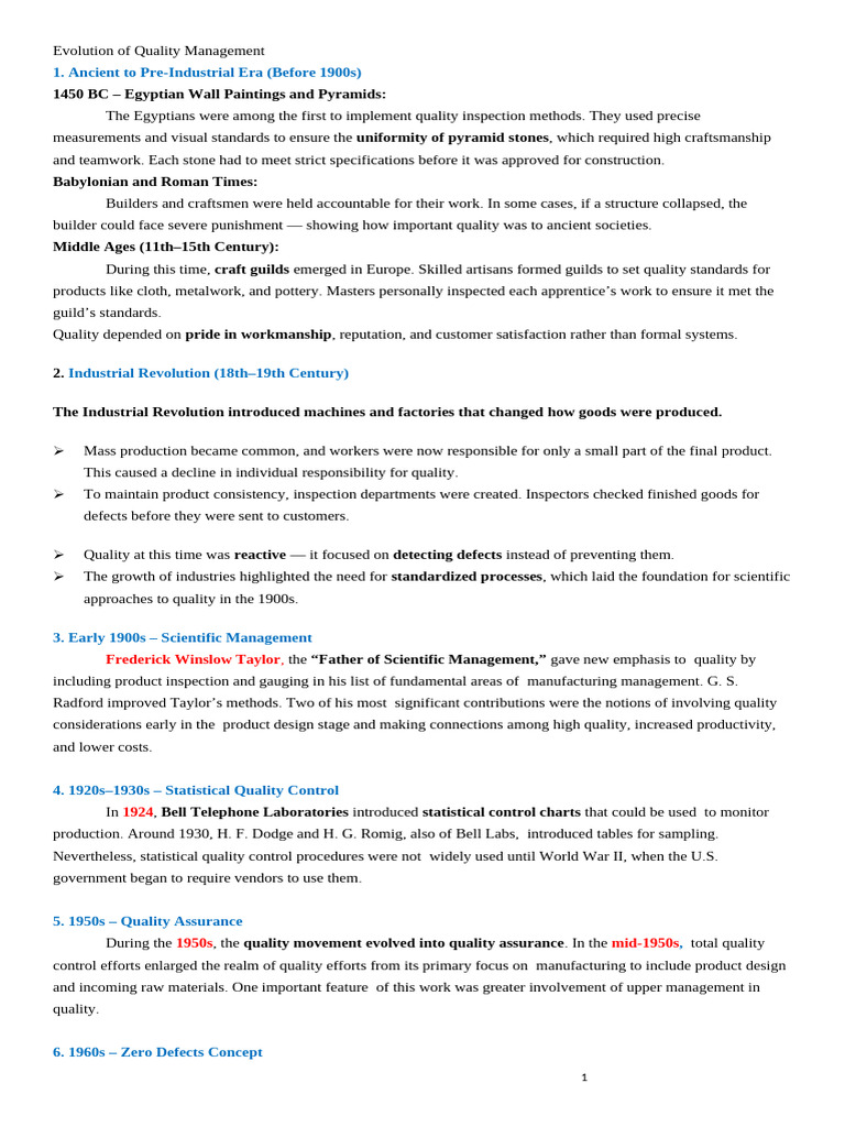 Evolution of Quality Management | PDF | Quality Management | Quality ...