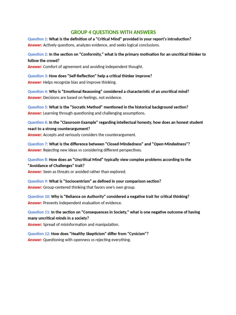 Group 4 Questions With Answers | PDF