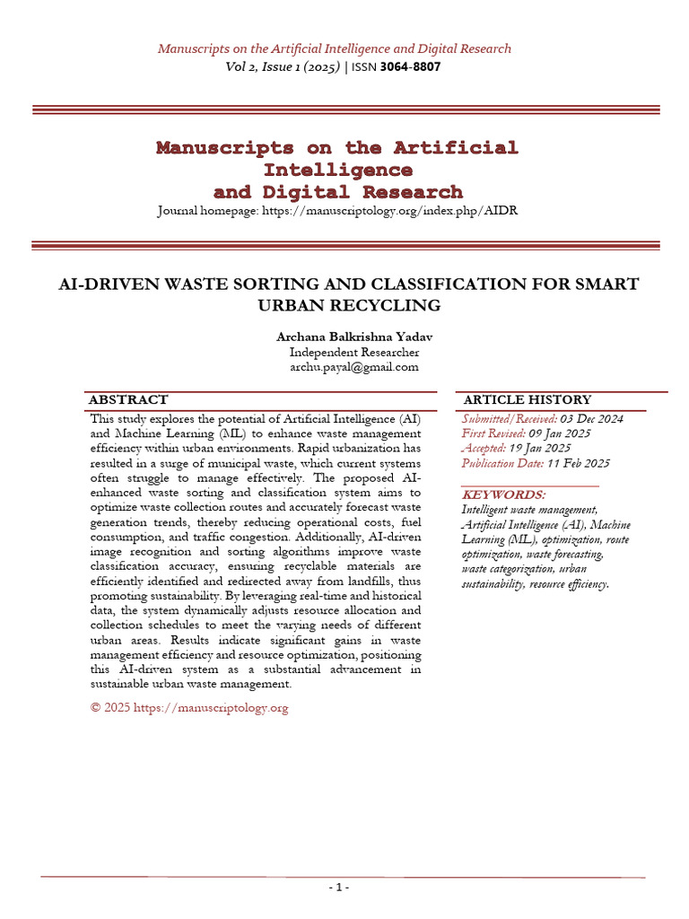 Ai-Driven Waste Sorting and Classification | PDF | Waste Management ...