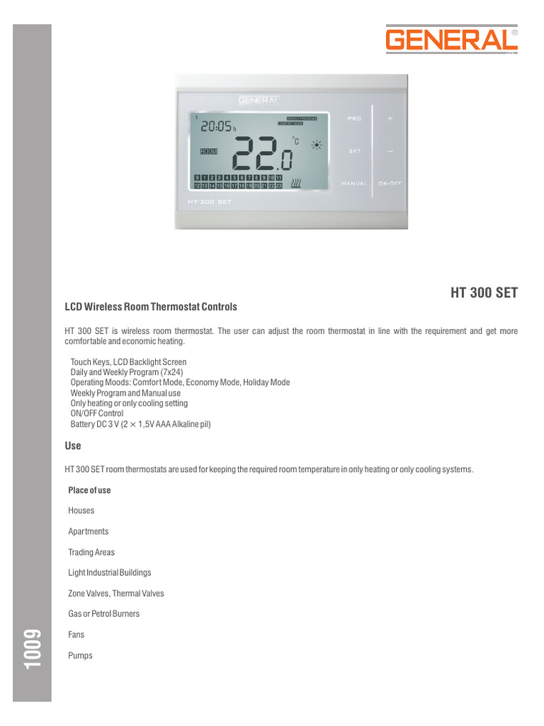 Generallife HT300 SET Wireless Room Thermostat DATA SHEET | PDF ...