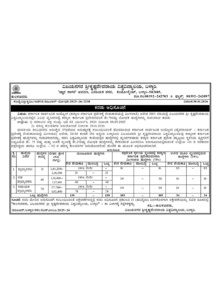VSKUB Recruitment 2026 - Apply For 139 Professor Posts Notification 1 | PDF