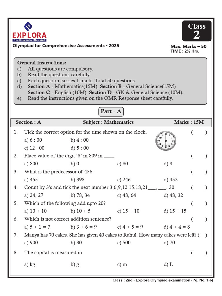 2nd Class Explora Exam | PDF