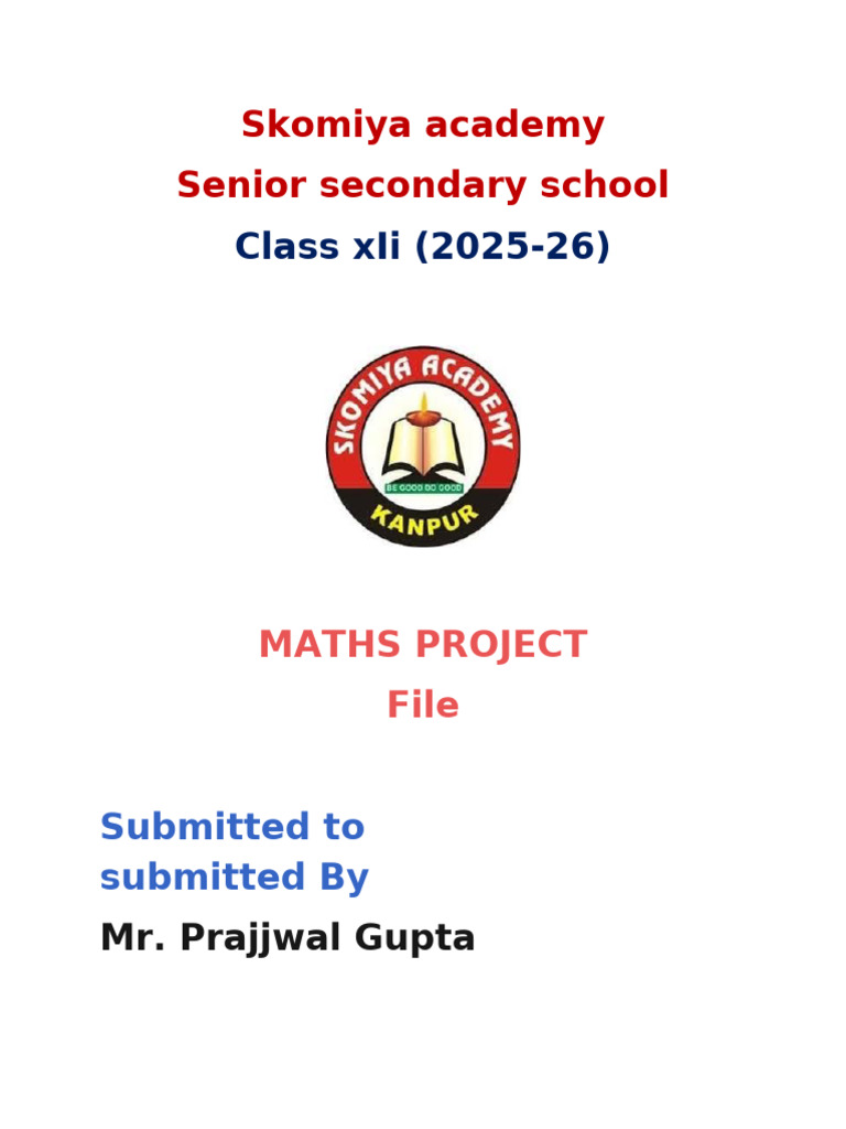 Maths Project File Front Page .... | PDF