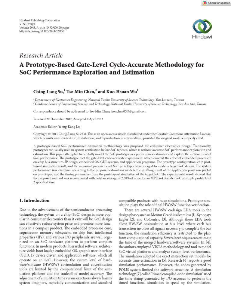 VLSI Design - 2013 - Su - A Prototype Based Gate Level Cycle Accurate ...