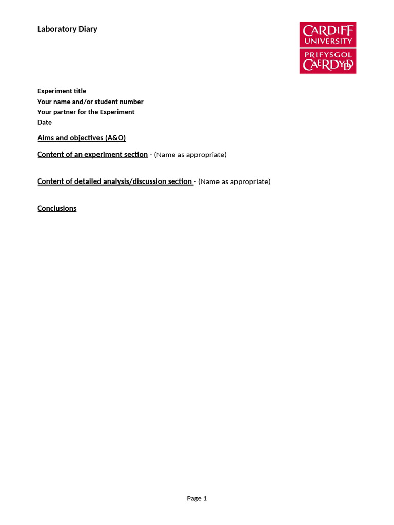 Lab Diary Template | PDF