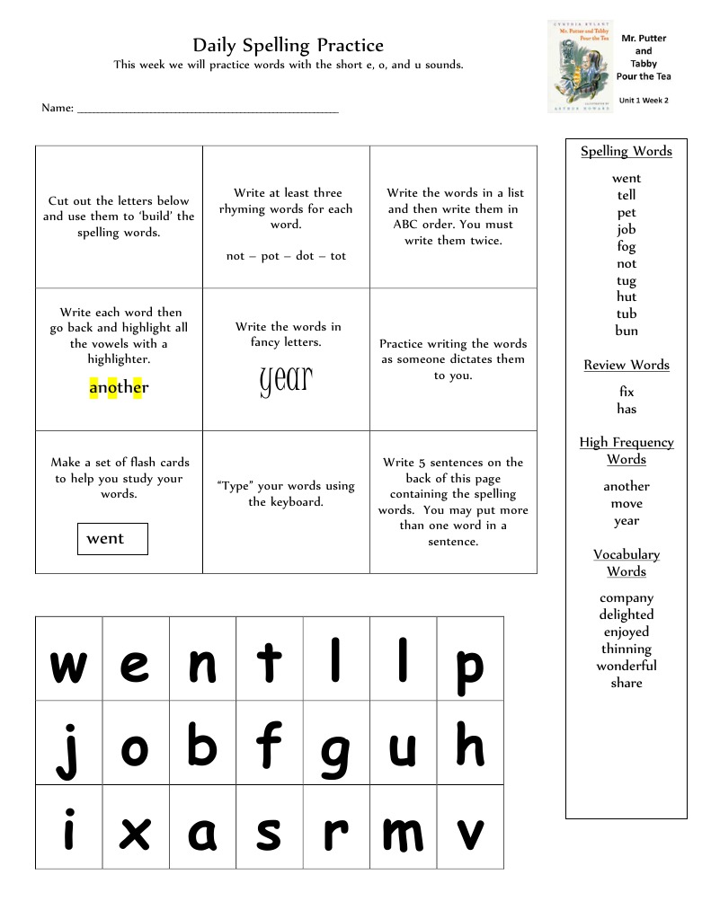 U1W2 - Spelling Plans | PDF | Language Arts & Discipline | Foreign ...