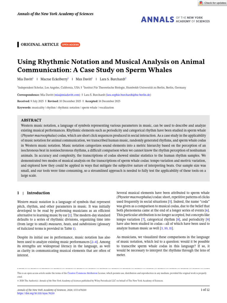 Using Rhythmic Notation and Musical Analysis On Animal Communication A ...