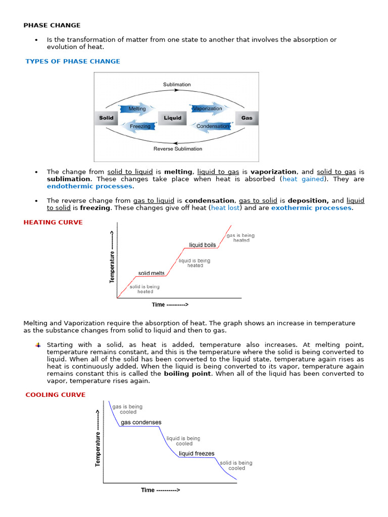 Phase Change Hand Out | PDF | Phase (Matter) | Liquids