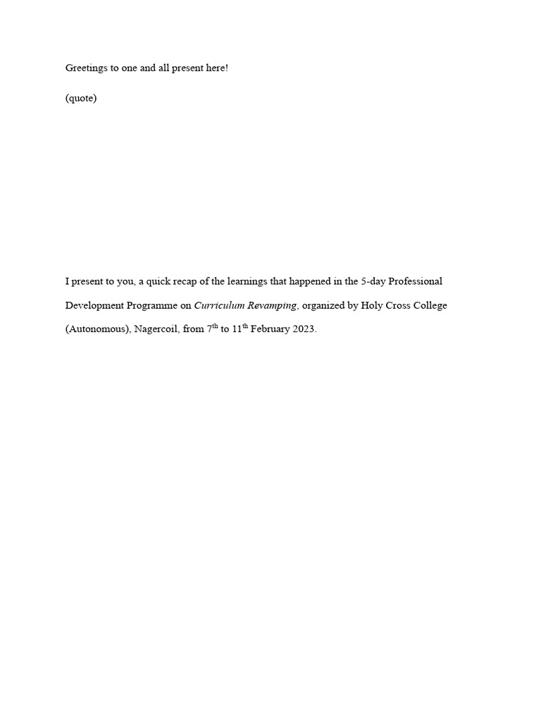 PDP Report by Mizpah R (2) | PDF | Curriculum | University