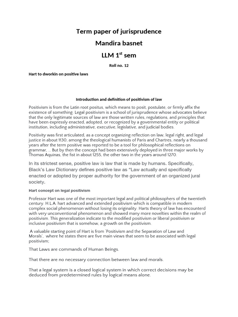 _Hart to Dworkin on Positive Laws by Mandira Basnet | PDF ...