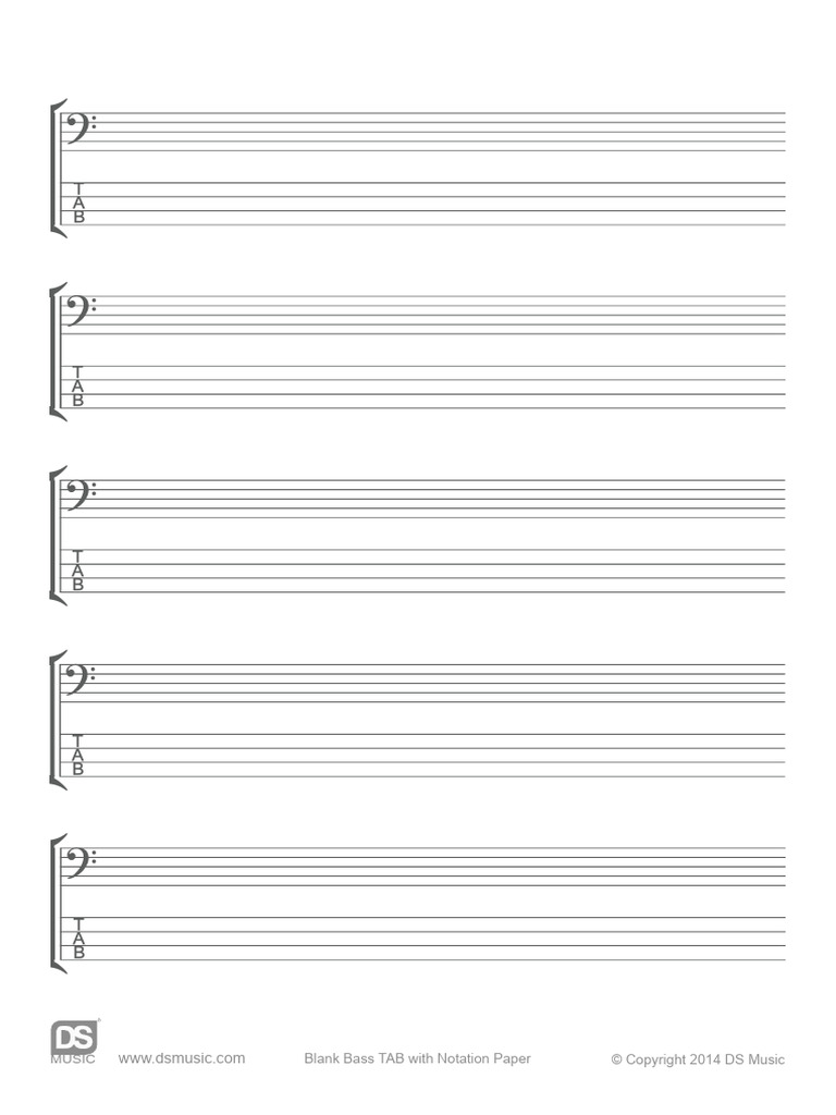 Blank+Bass+TAB+With+Notation+Paper | PDF