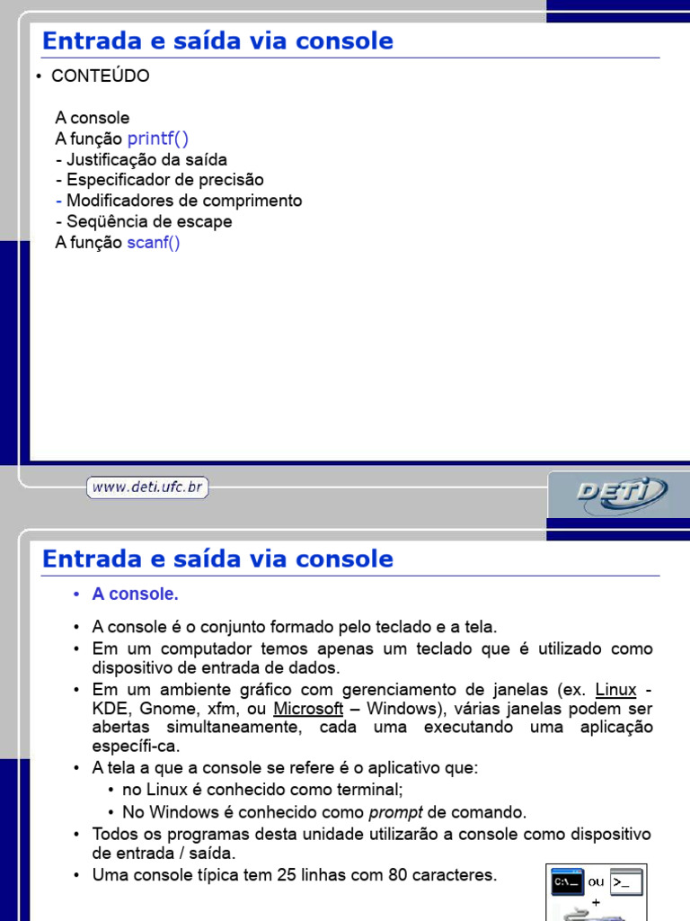 TI0044-cap02-Entrada e Saida Via Console | PDF | Entrada/Saída | Função ...
