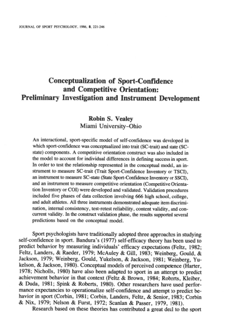 Vealey 1986 | PDF | Validity (Statistics) | Factor Analysis