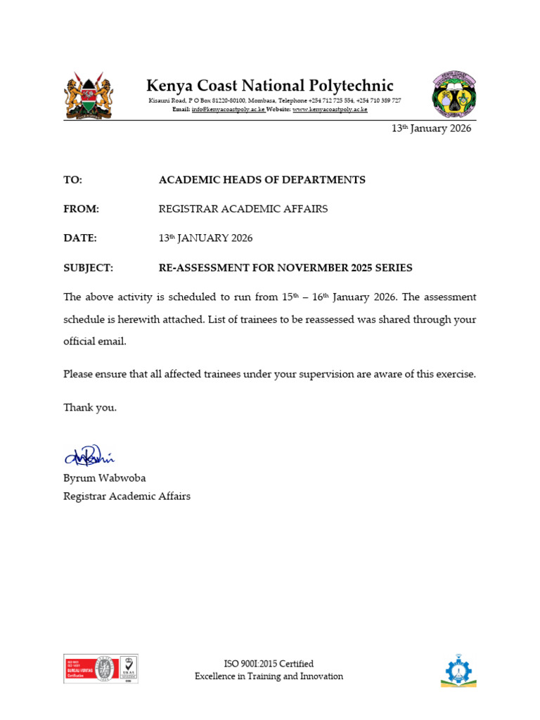 Re Assessment MEMO Tm 1 2026 | PDF