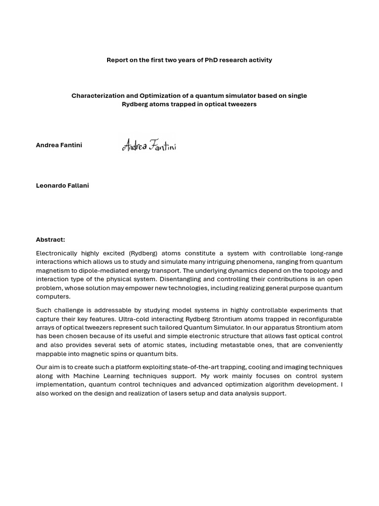 Second Year Report | PDF | Quantum Mechanics | Atomic