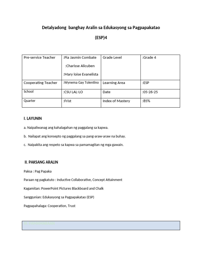 Esp Values Makatao | PDF