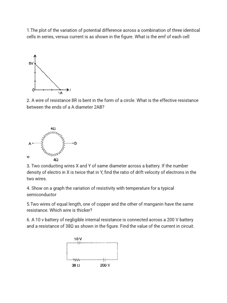 Important Questions From Chapter 3rd | PDF | Electrical Resistance And ...