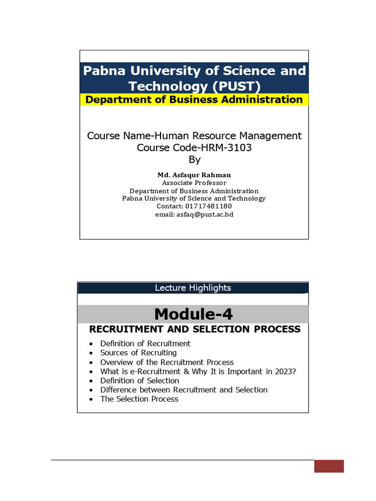 Module 4 Recruitment and Selection Process | PDF | Recruitment | Employment