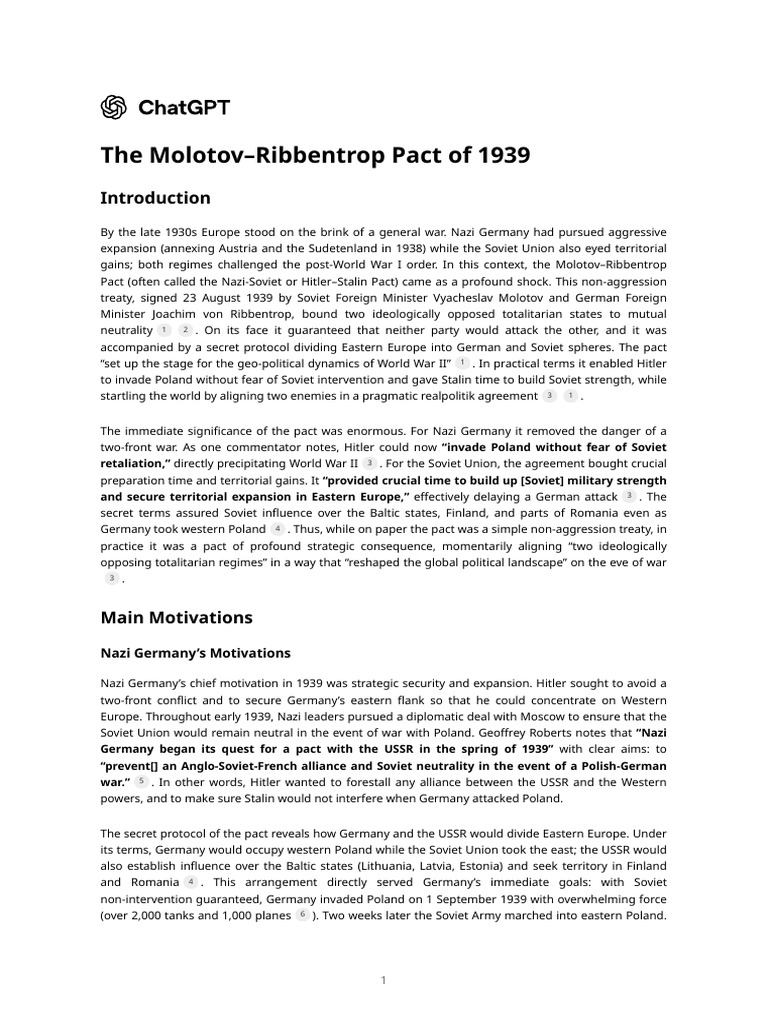 The Molotov-Ribbentrop Pact of 1939 | PDF | Soviet Union | World Politics