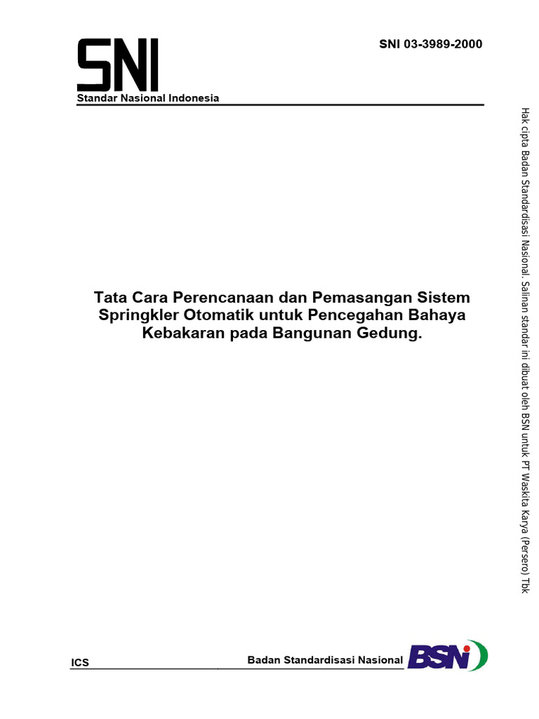 PK - SNI 03-3989-2000, Sprinkler Waskita | PDF