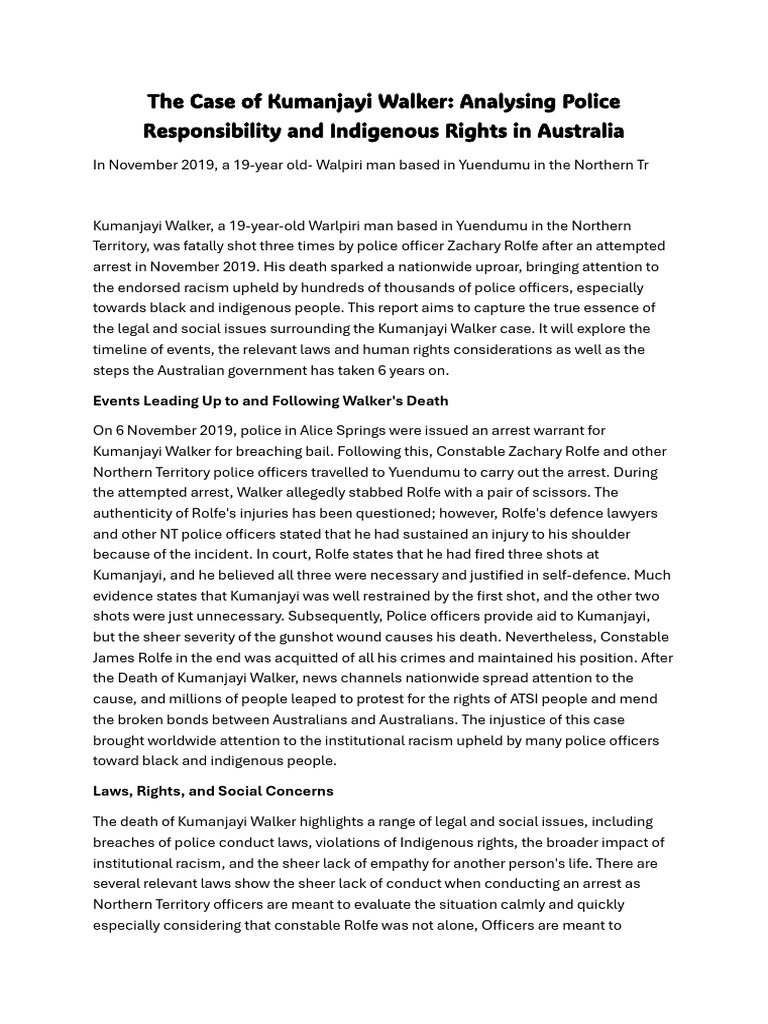 The Case of Kumanjayi Walker | PDF | Indigenous Australians | Crimes