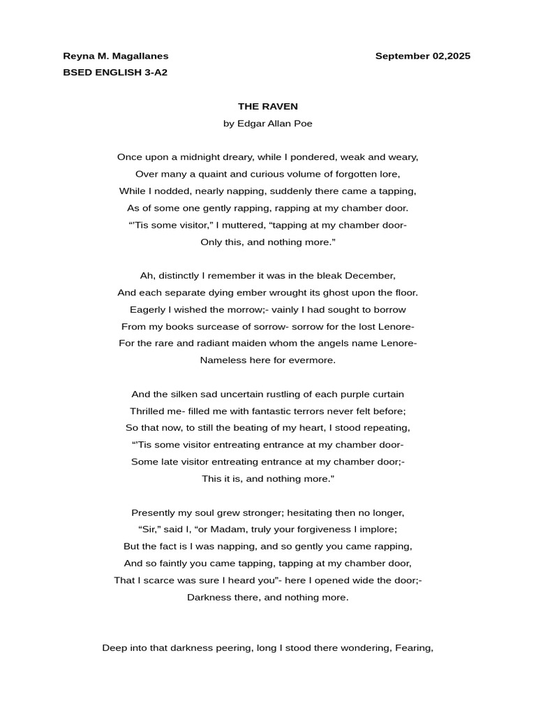 The Raven | PDF | The Raven | Poetry