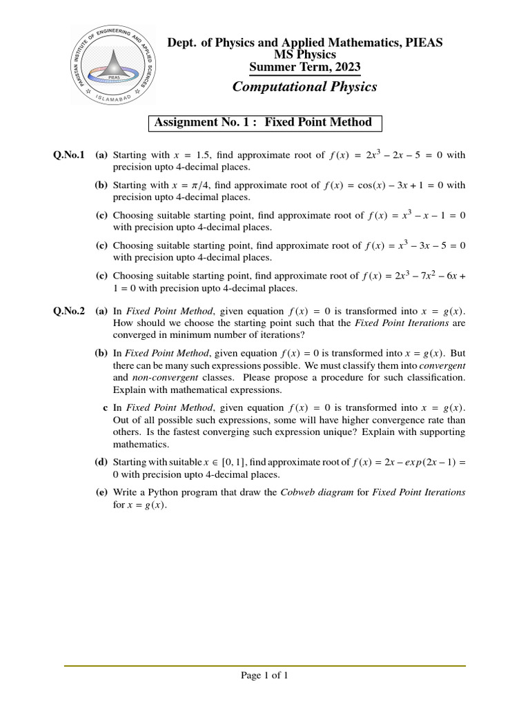 Assignment01 FixedPoint | PDF
