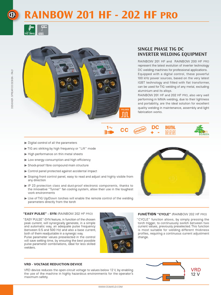 Rainbow 201, 202 HF | PDF | Welding | Construction