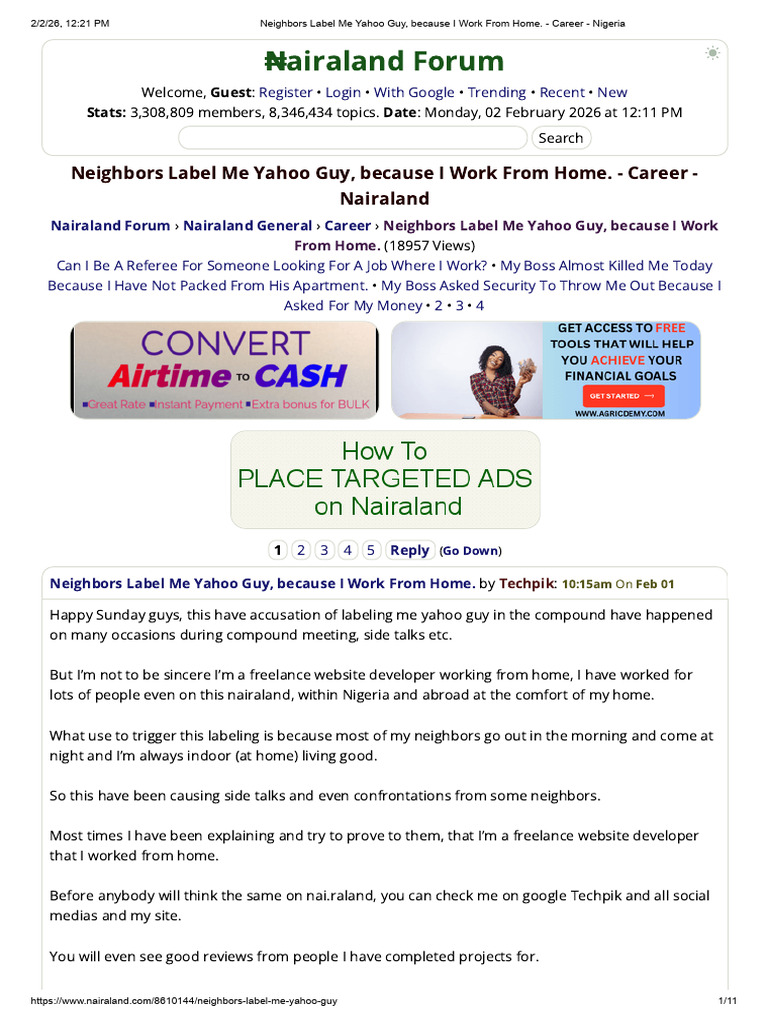 Neighbors Label Me Yahoo Guy, Because I Work From Home. - Career ...