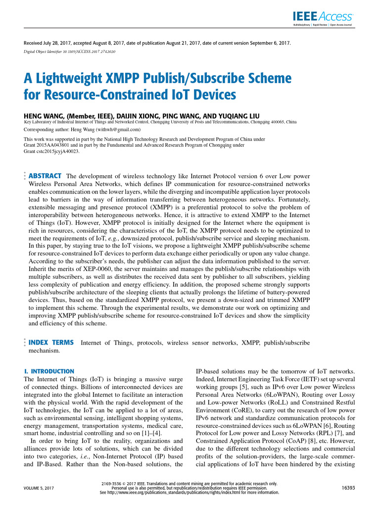 A Lightweight XMPP Publish-Subscribe Scheme for Resource Constrained ...