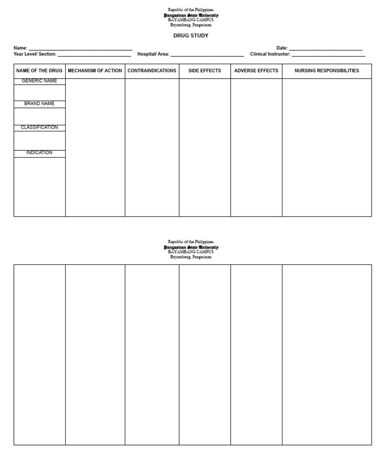 Drug Study Template | PDF
