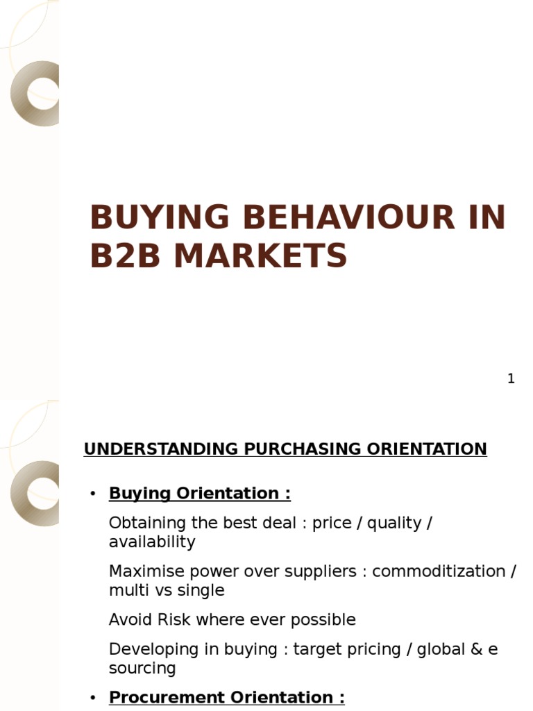 Buying Behaviour in b2b Markets | PDF | Supply Chain | Marketing