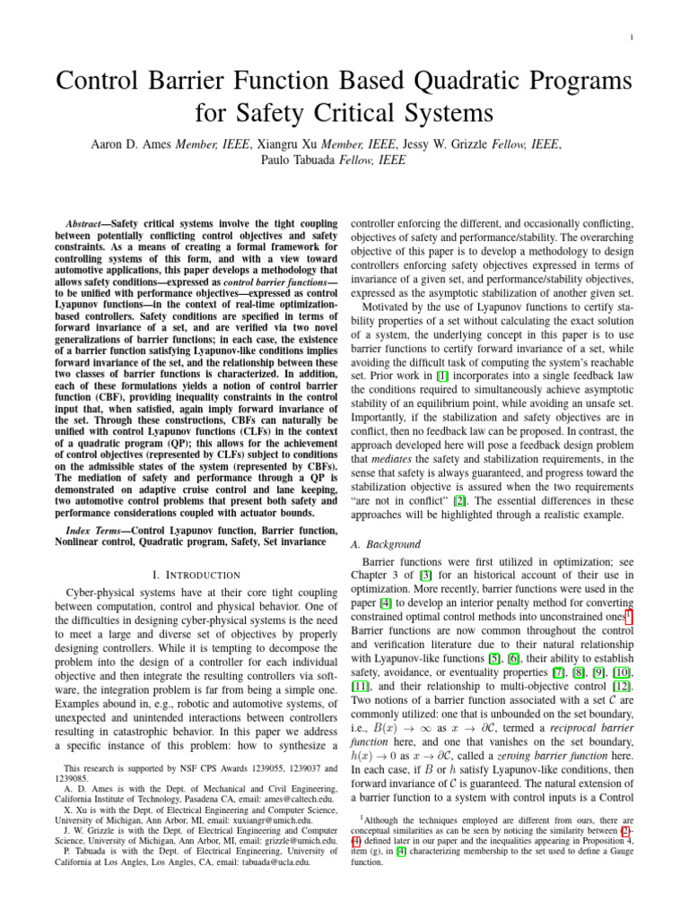Ames Et Al. - 2017 - Control Barrier Function Based Quadratic Programs ...