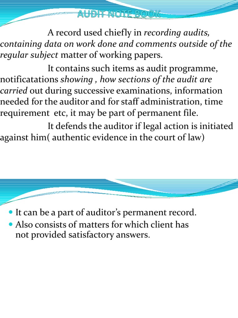 Audit Note Book 2nd | PDF