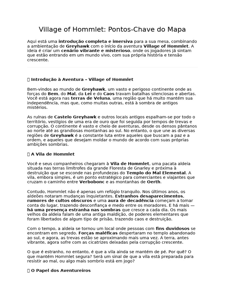 Documento Do Mestre - Village of Hommlet | PDF | Cavalos | Castelo