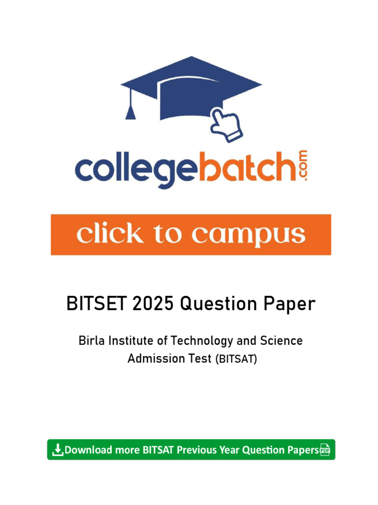 BITSAT 2025 Question Paper | PDF | Electronvolt | Chemical Equilibrium