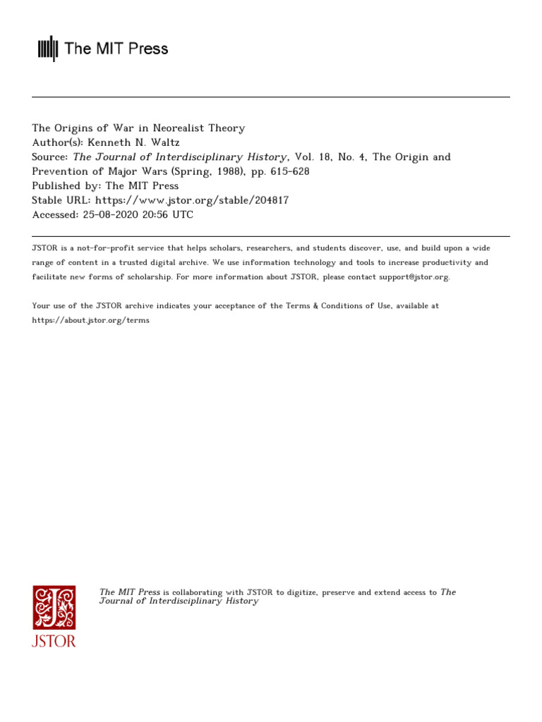 Waltz, The Origins of War in Neorealist Theory | PDF | Deterrence ...