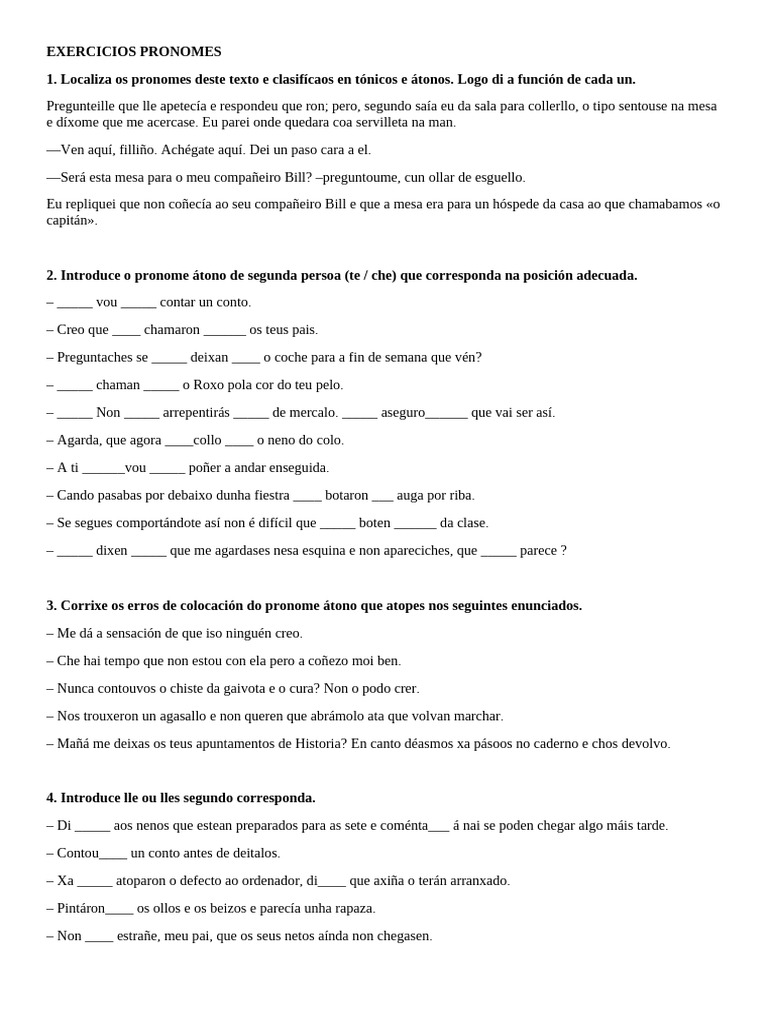 Exercicios Pronomes | PDF