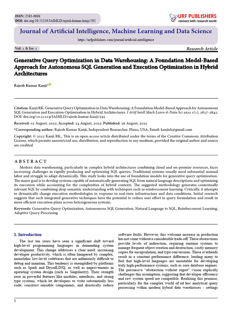Generative Query Optimization in Data Warehousing: A Foundation Model ...