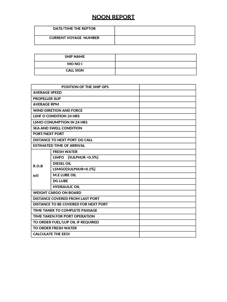 Noon Report | PDF