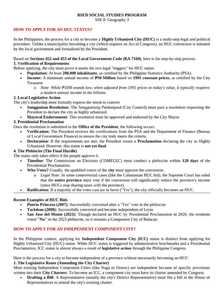How To Apply For An Huc, Icc, and CC Status | PDF | Bill (Law) | Government
