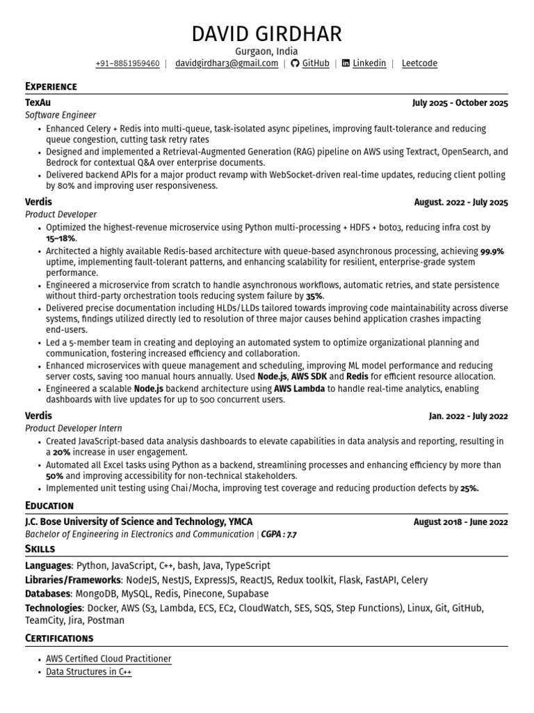 David-resume (3) | PDF | Amazon Web Services | Software Architecture
